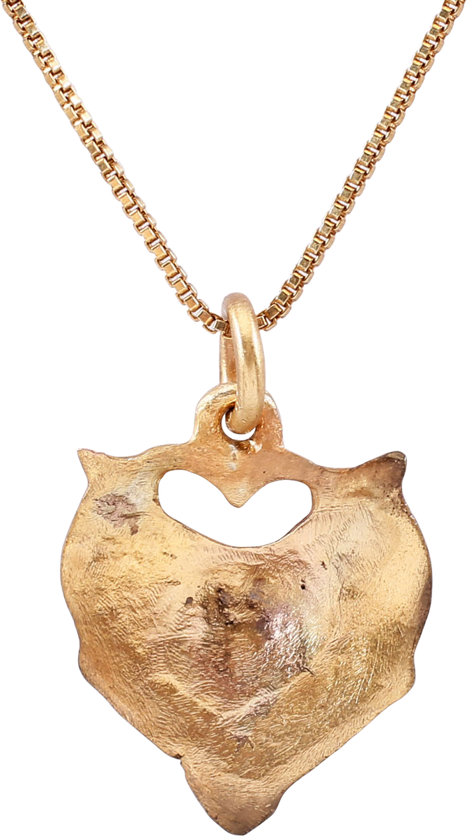 RARE ANCIENT VIKING HEART PENDANT NECKLACE, C.850-1050 AD